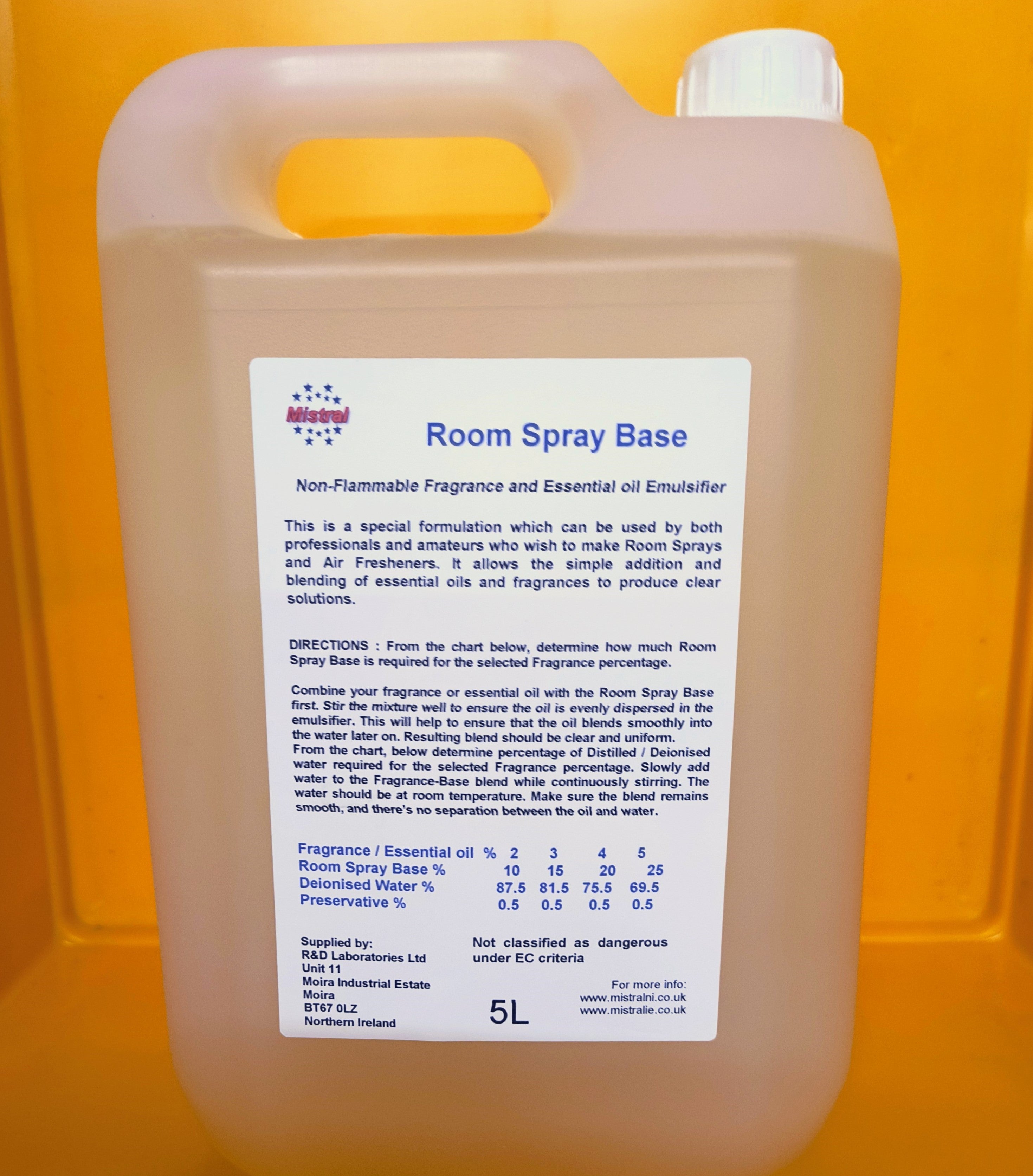 Buy Room Spray Base - Nonflammable Non Irritant - UK Ireland – Mistral ...